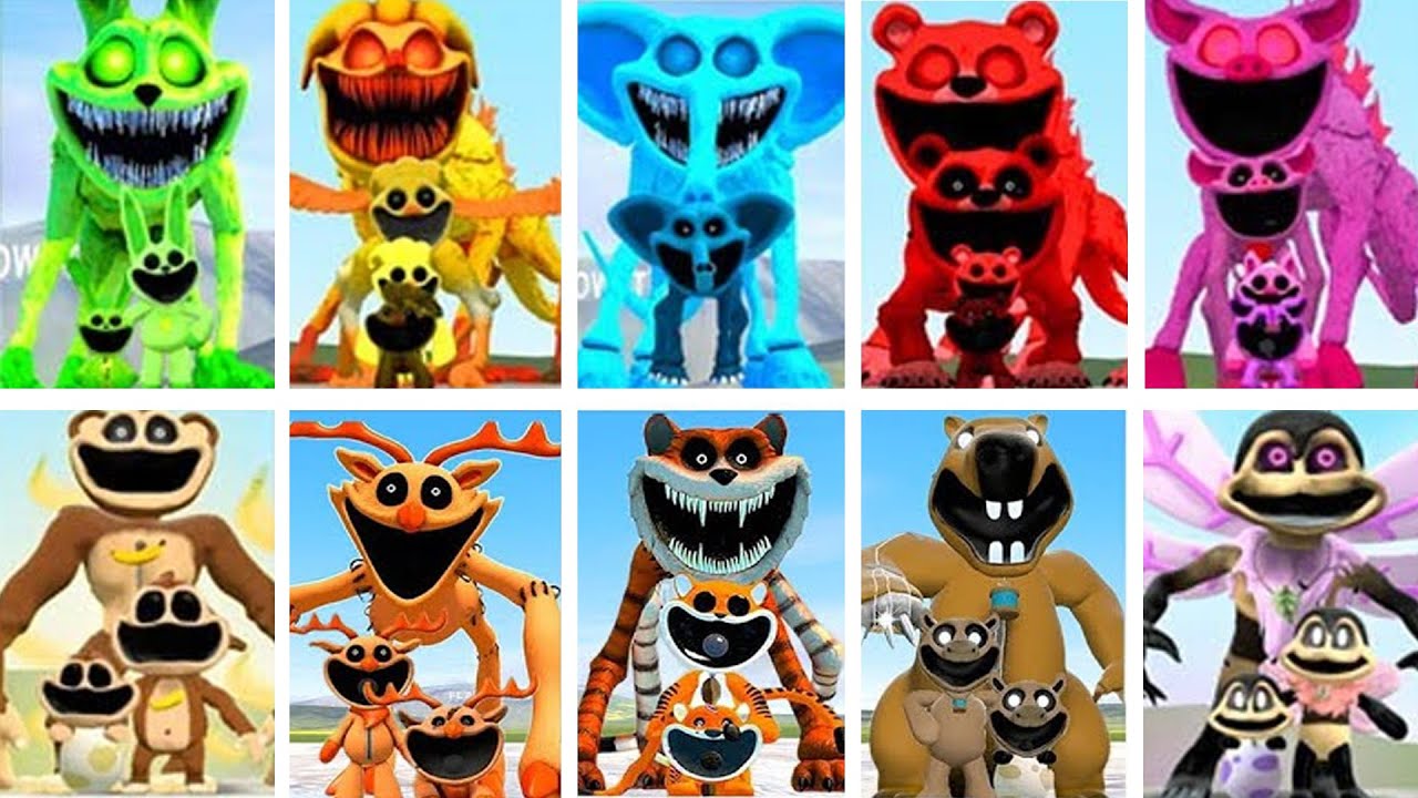 ALL GODZILLA SMILING EVOLUTION CRITTERS POPPY PLAYTIME CHAPTER 3 In ...