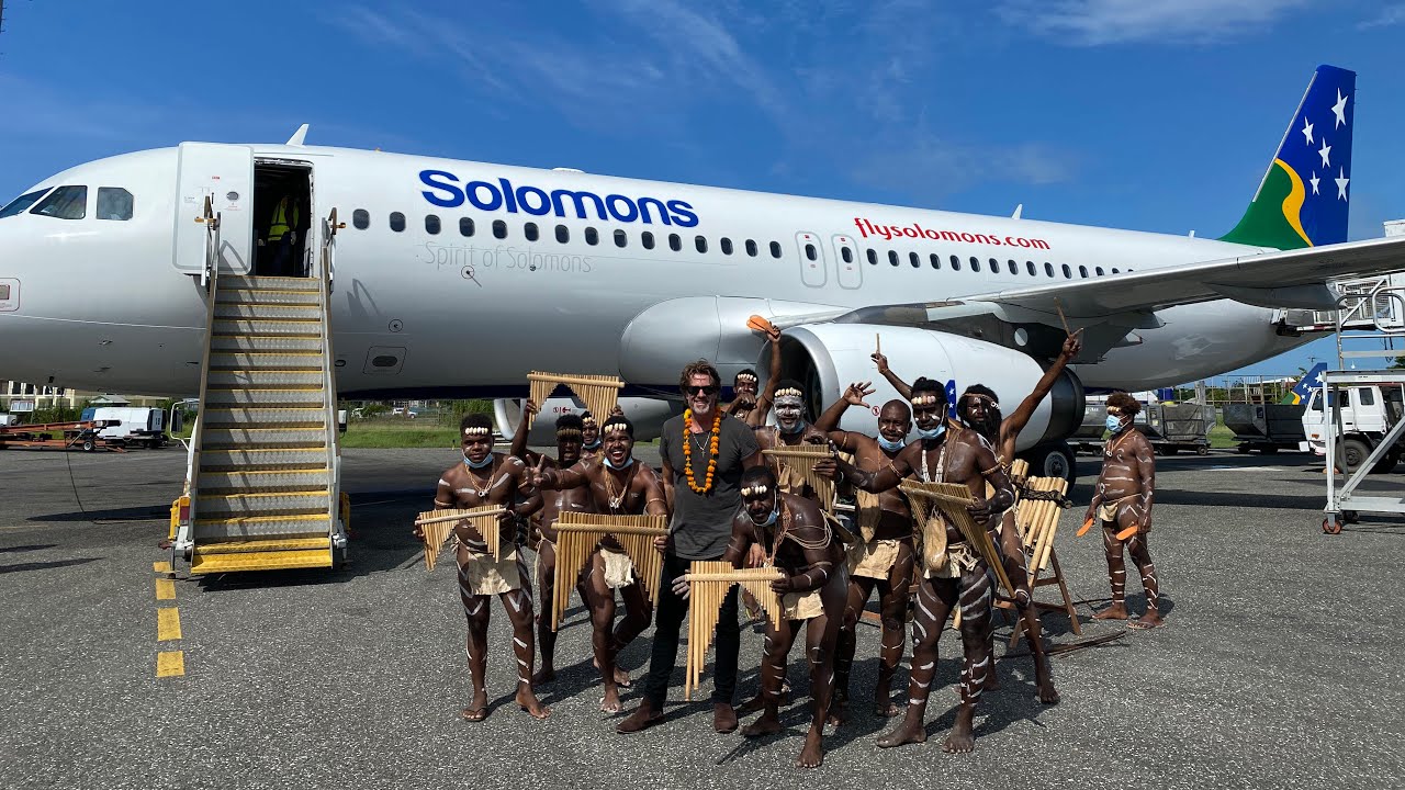 SOLOMON AIRLINES AIRBUS A320 COCKPIT VIEW LANDING INTO HONIARA SOLOMON ...