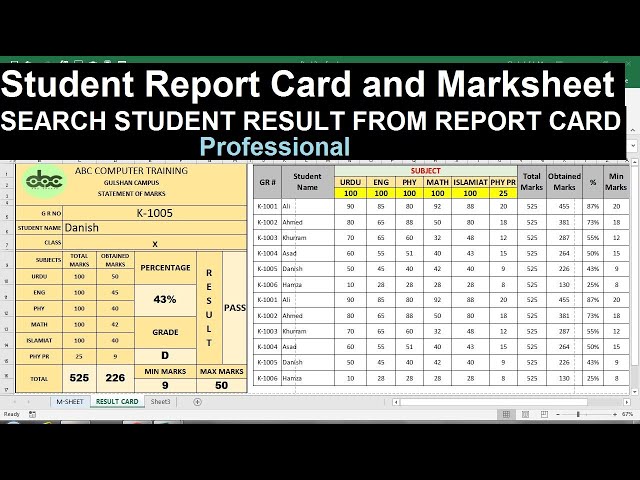 Report Card In Excel - Infoupdate.org