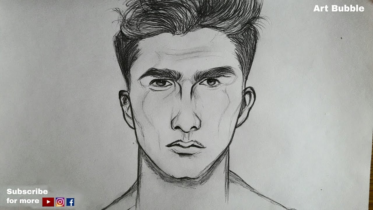 How To Draw Male Face|Step By Step|Drawing Tutorial - YouTube