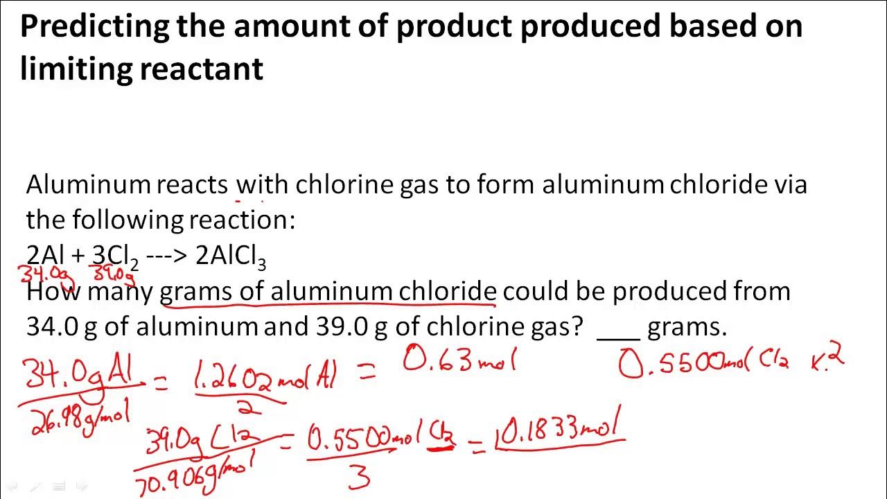 Predicting the amount of product produced based on limiting reactant - YouTube