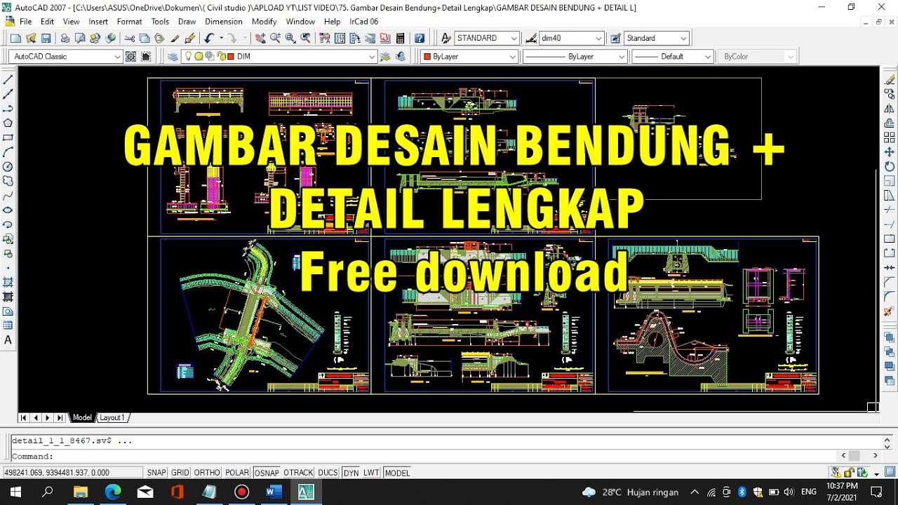 GAMBAR DESAIN BENDUNG + DETAIL LENGKAP Free download - YouTube