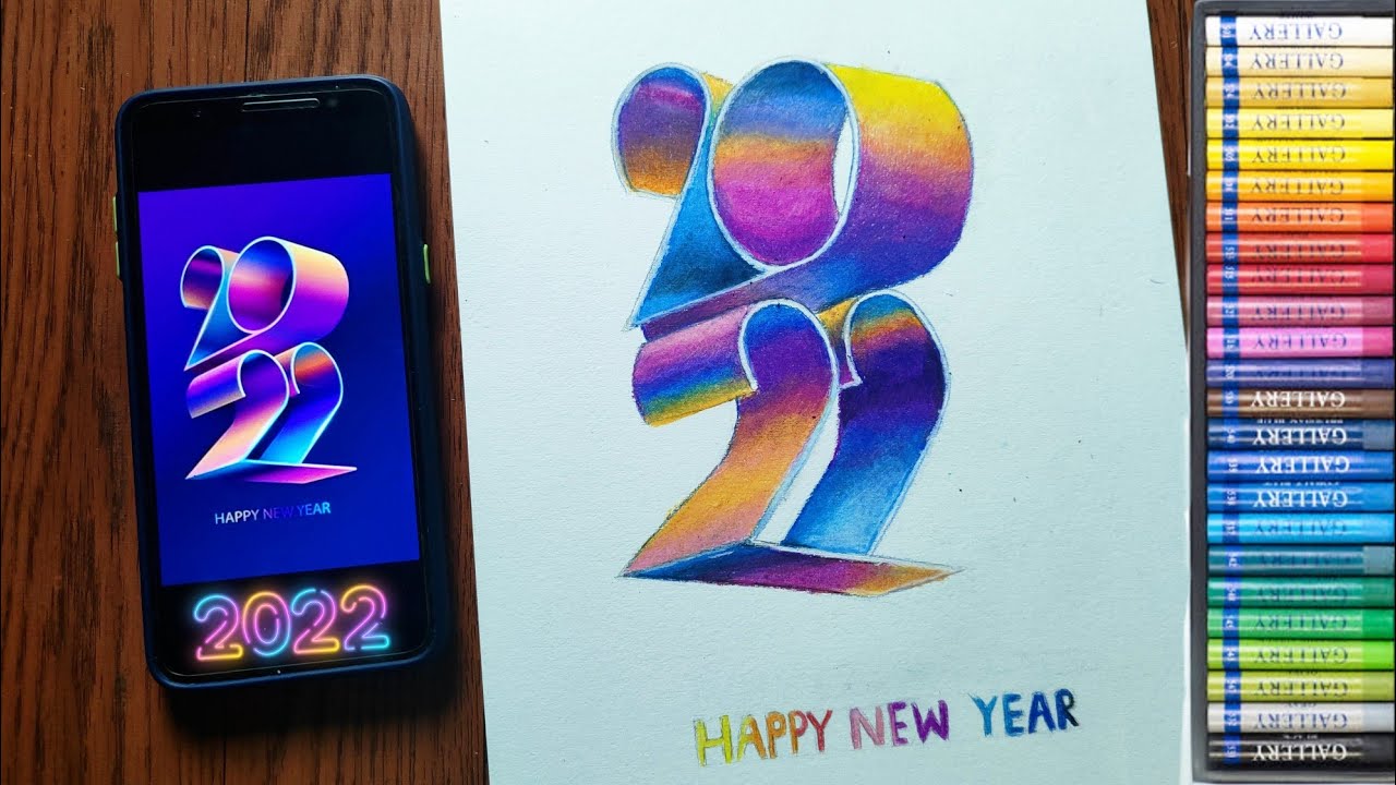 New Year Drawing 2022 With Oil pastel - YouTube
