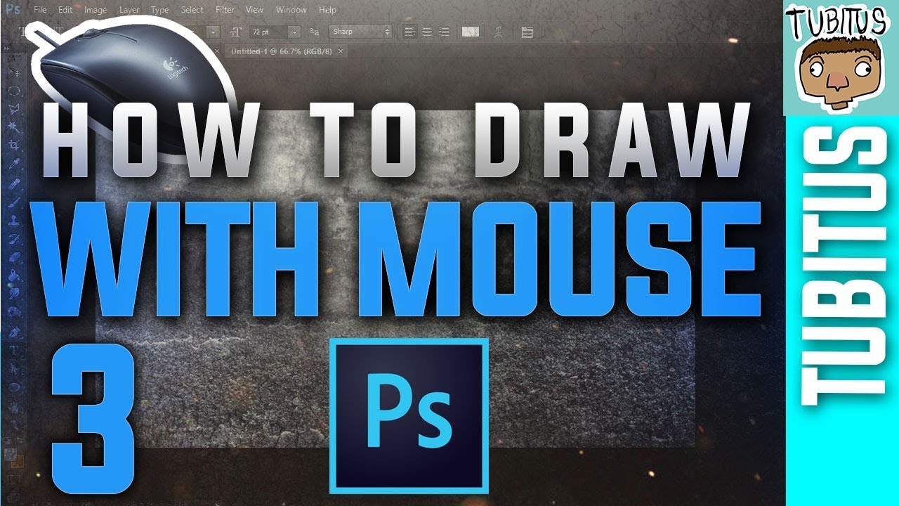 How to draw and paint using a mouse in Adobe Photoshop tutorial without ...