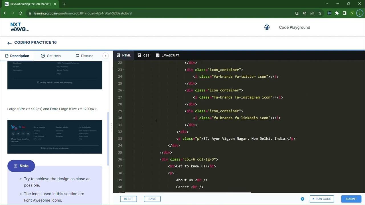 Ecommerce Website Footer Section | Coding Practice 16 | HTML, CSS, Bootstrap | NxtWave | ccbp 4 ...