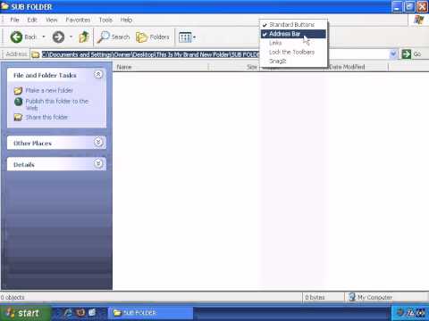 Advanced Features In Windows XP - How To Create A New Folder On The ...