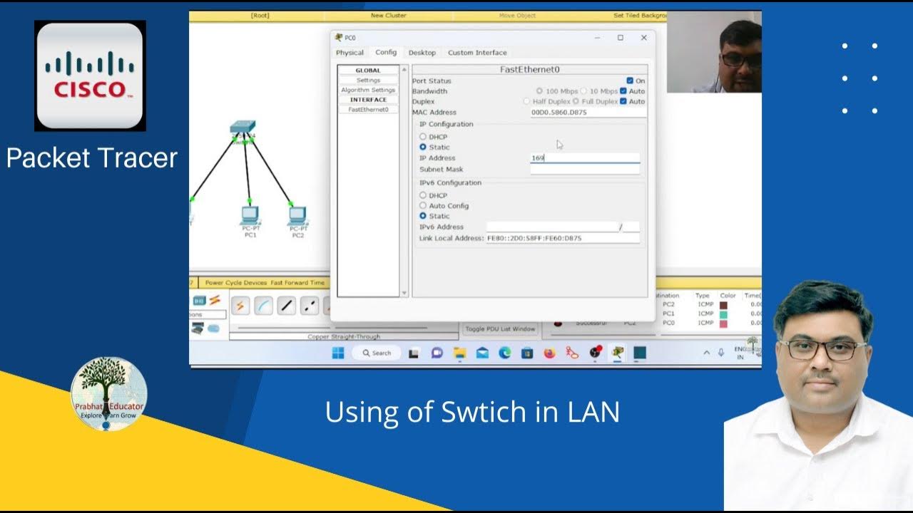 PC to Switch to PC Connection without DHCP|| Packet Tracer || Prabhat ...