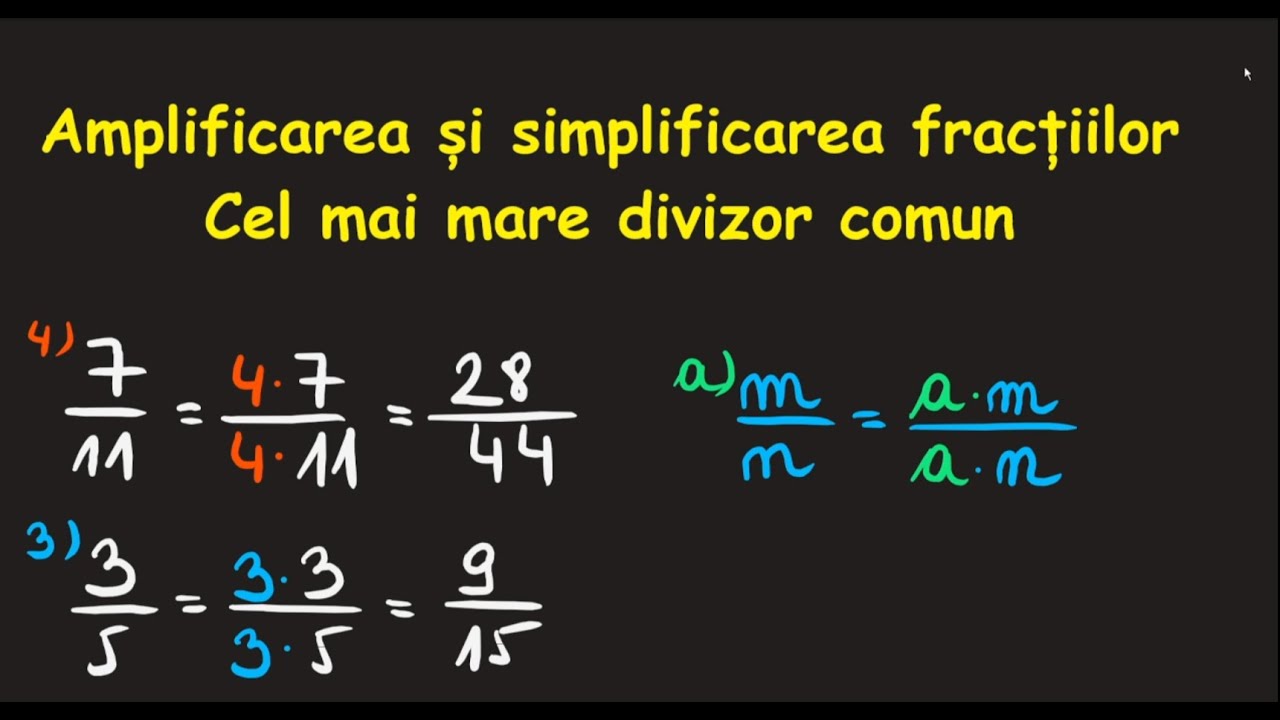 Simplificare si amplificare fractii ordinare cmmdc clasa 5 fractii ...
