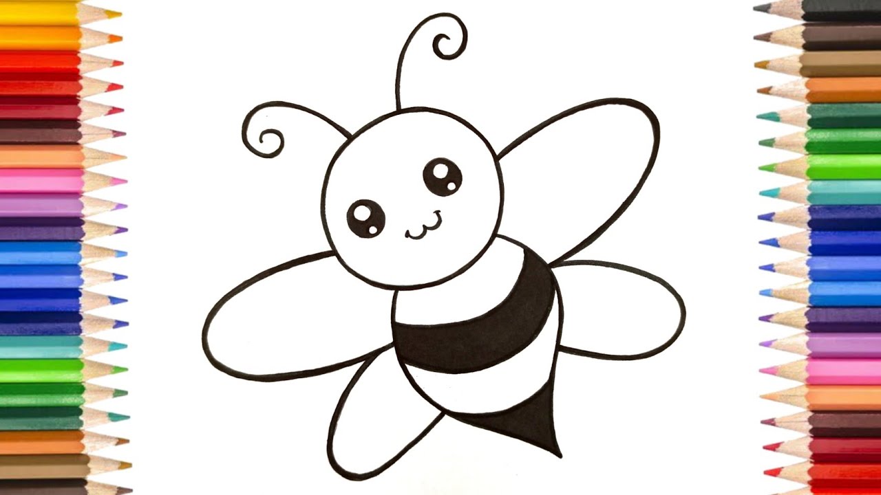How to Draw A Bee For Kids || Honey Bee Drawing || Jojee Kids Drawing ...
