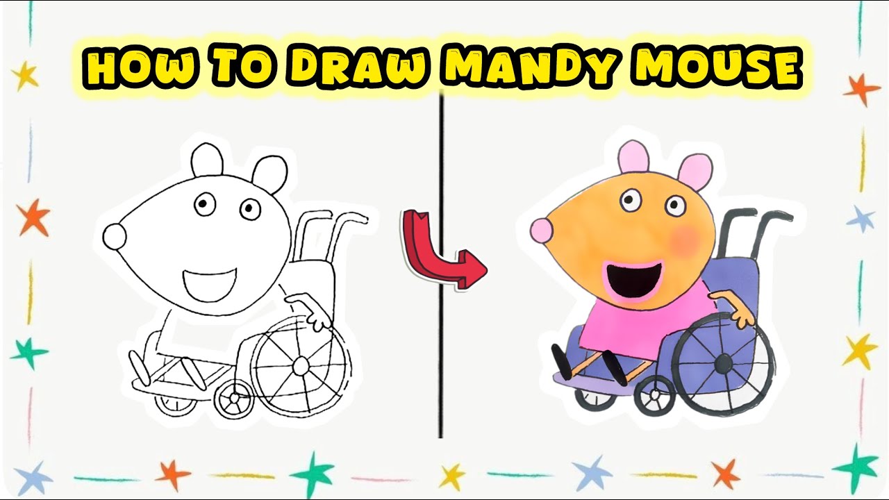 How to Draw Mandy Mouse from Peppa Pig – Cute Cartoon Drawing - YouTube