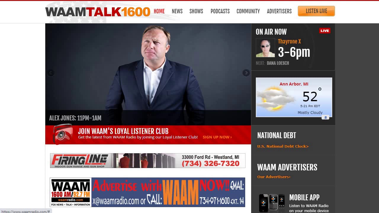 1600 kHz. USA-MI. WAAM WAAM Talk Radio. Ann Arbor. 5 kW. 7223 km. 311 ...