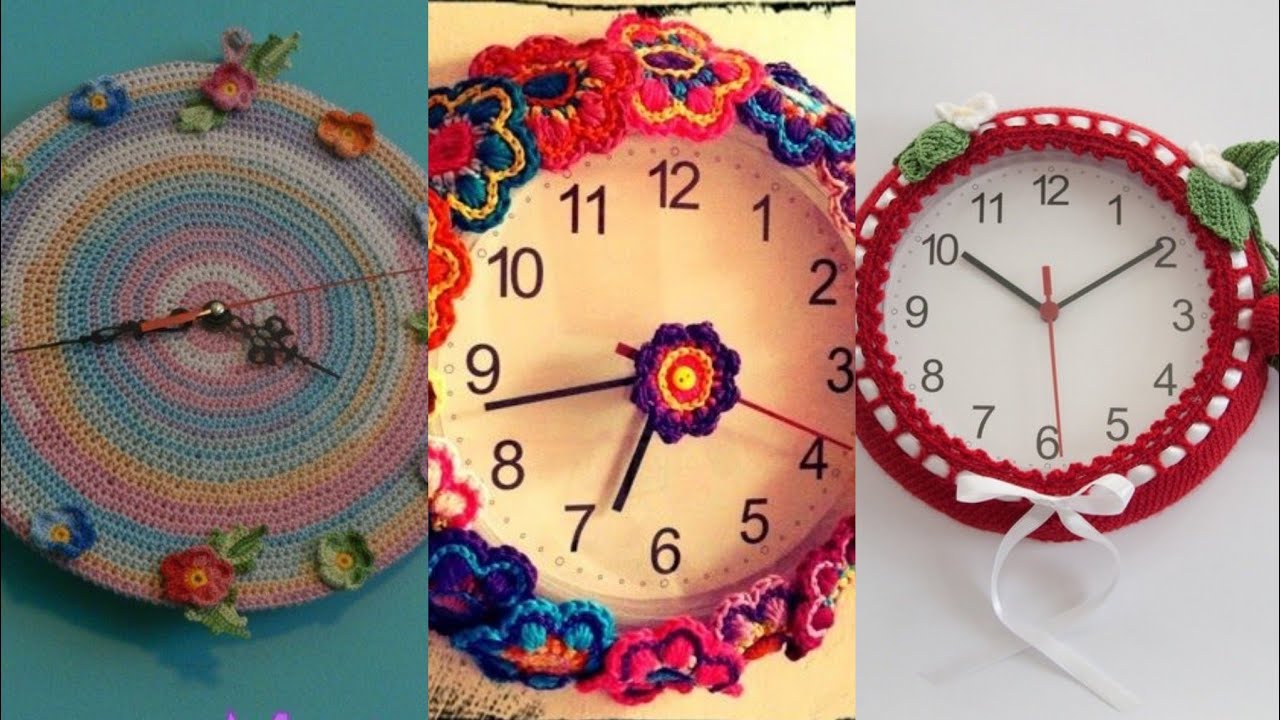 wall clock cover ,cosy for wall clock , crochet knitting clock cozy ...