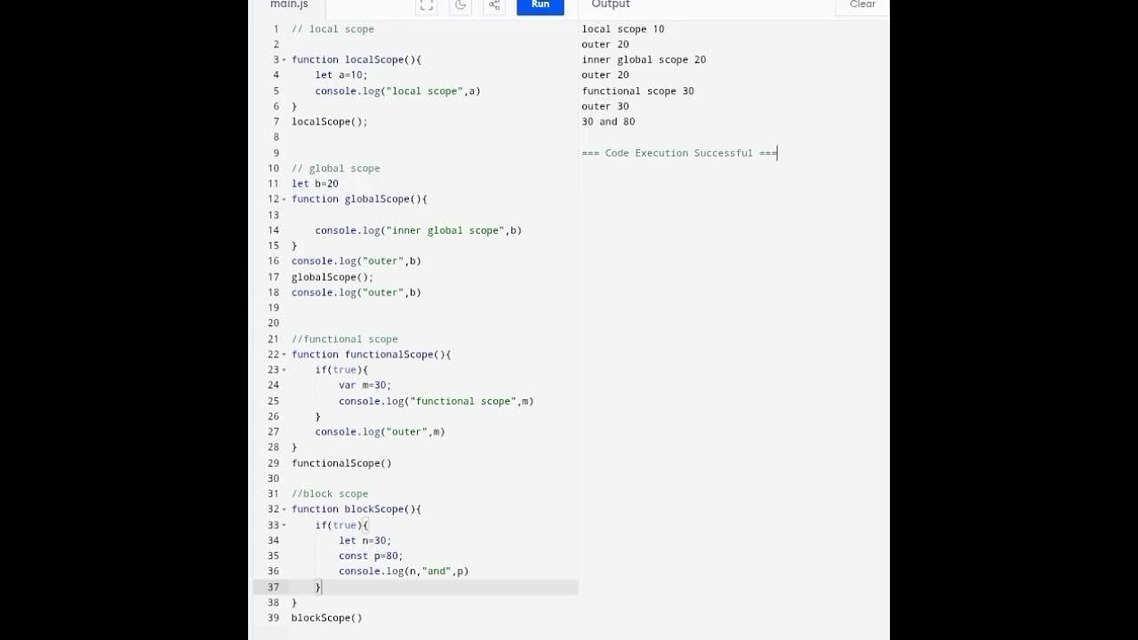 JavaScript scope of variables - YouTube