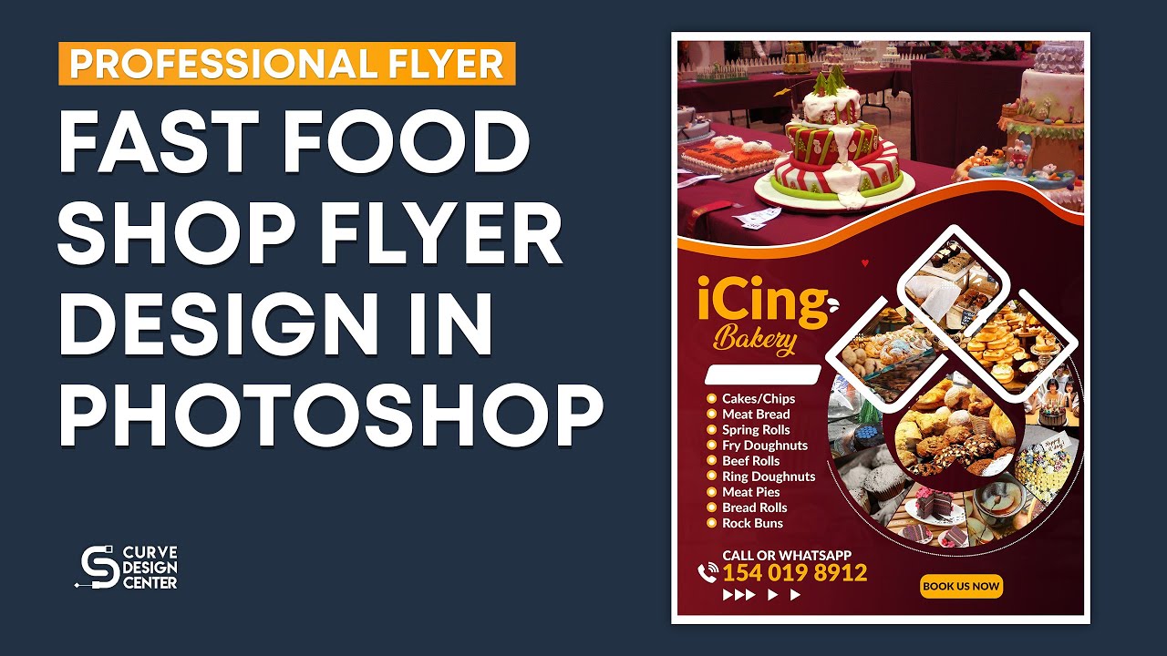 Fast Food Shop Flyer Design | Brochure Design in Photoshop | Curve ...