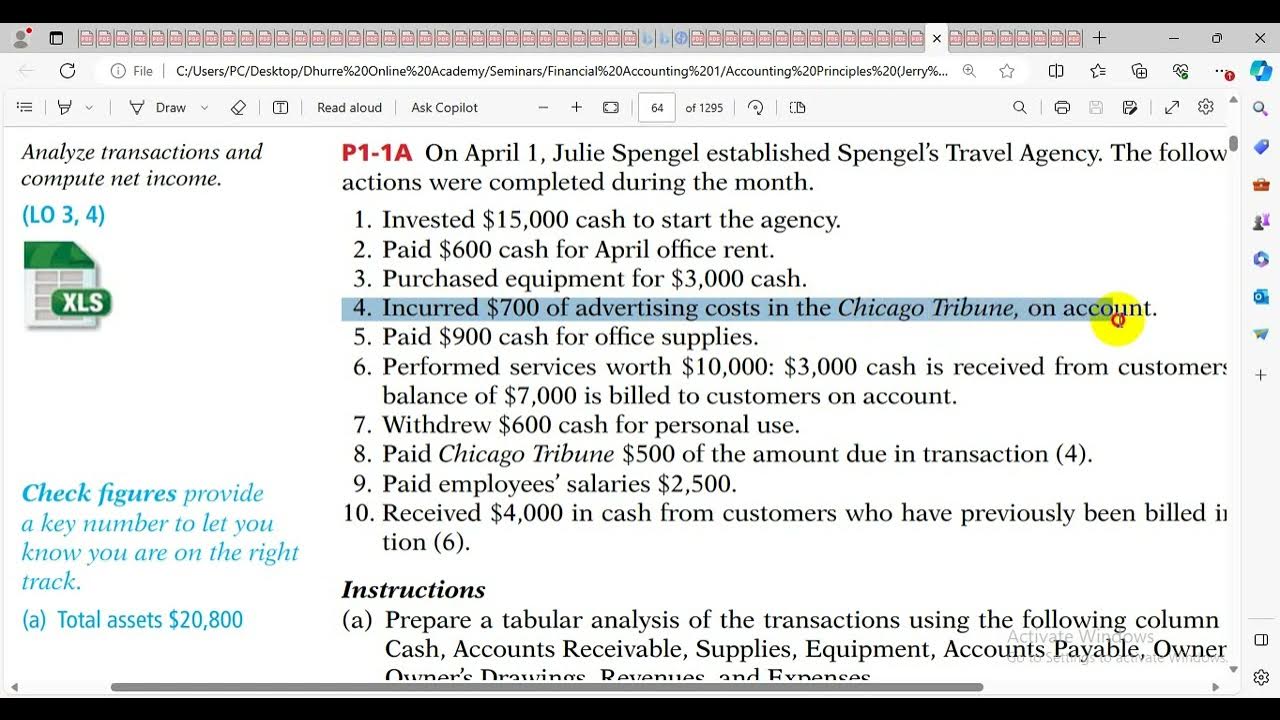 Solving Problem(P1-1A) Chapter 1 L8 - YouTube