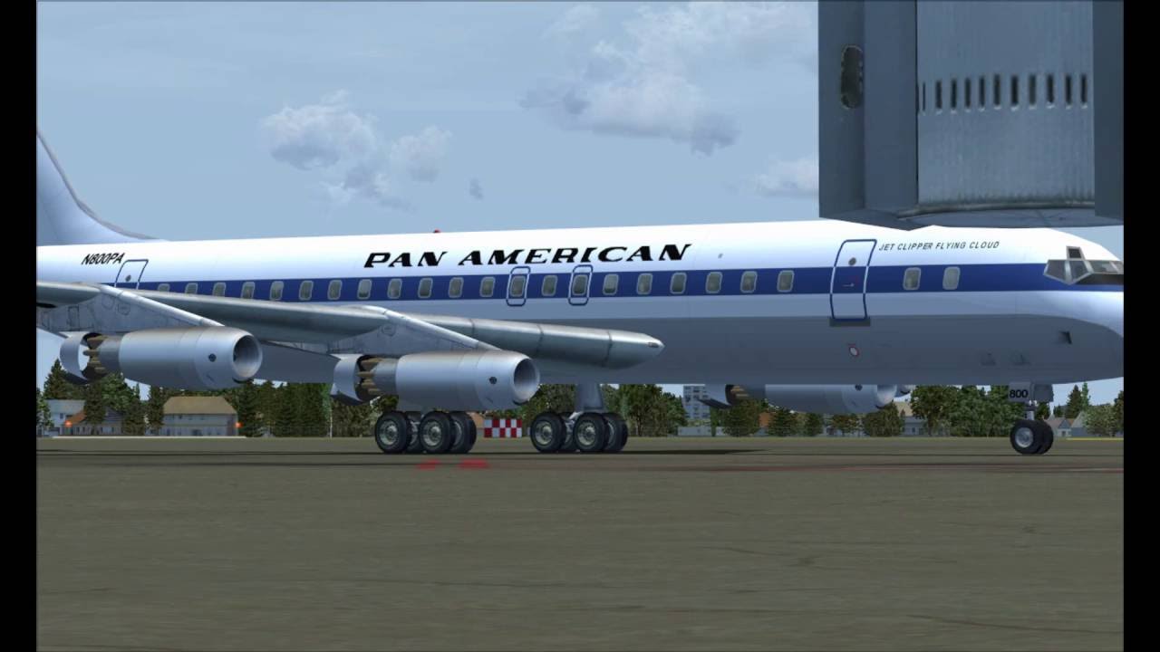 FSX - DC-8-30 - JT4A turbojet engines - YouTube