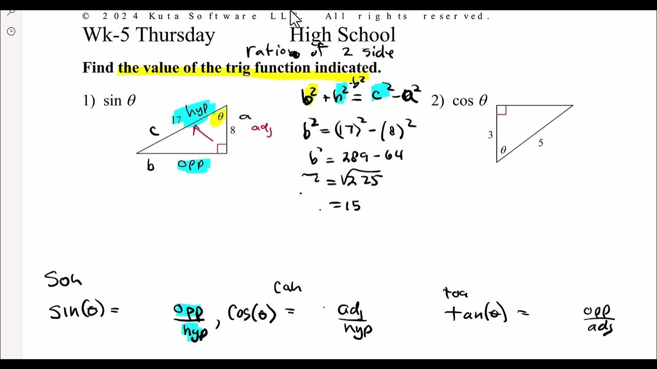 Value of Trig Function Given a Diagram and Given Angle - YouTube