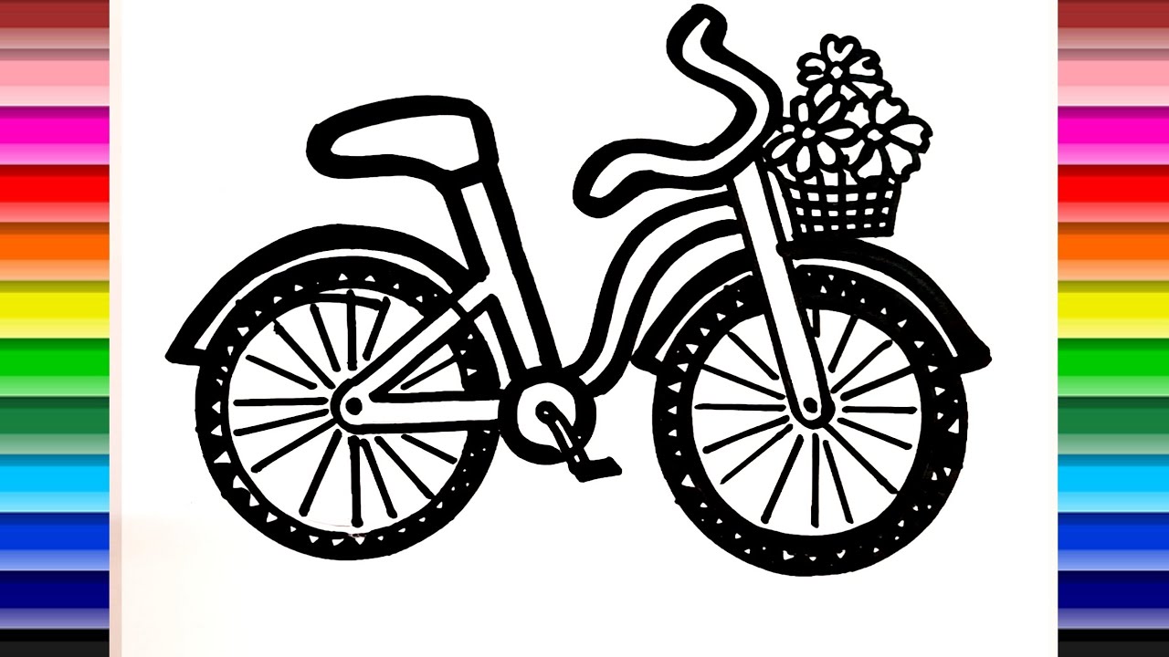 Cycle Drawing, Coloring and painting for kid's Toddlers How to draw ...