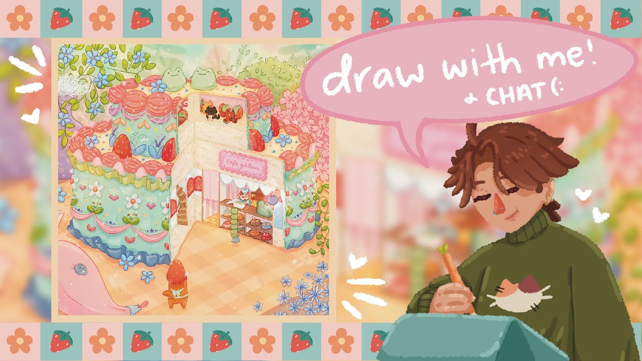 Draw with me! creating a cake cafe scene 🍰 | (commentary & speedpaint ...