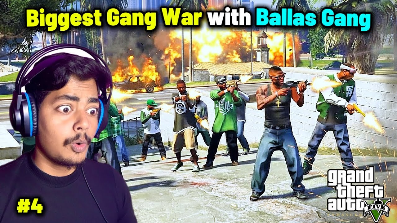 BIGGEST GANG WAR WITH BALLAS GANG😱 | GTA V HINDI GAMEPLAY EP.4 ...