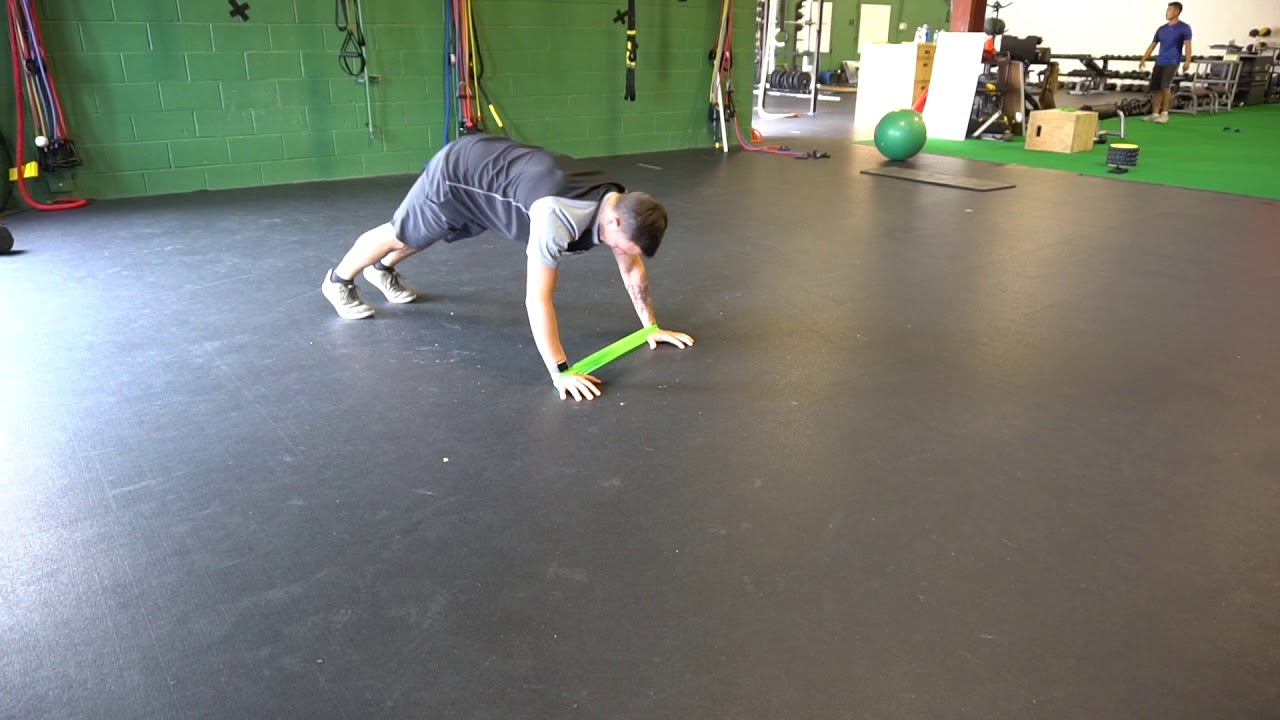 Mini Band Lateral Crawl with Yoga Pushup - YouTube
