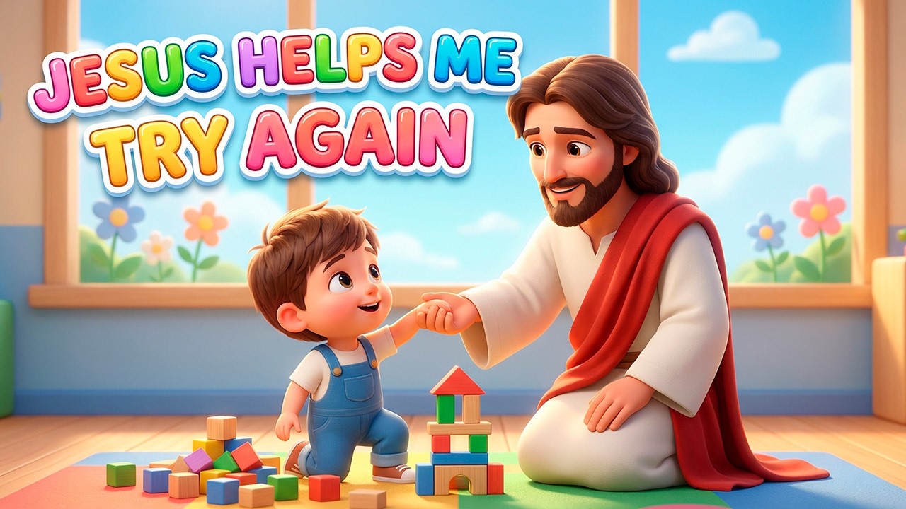Jesus Helps Me Try Again 🤍 Christian Song for Kids | Learning & Faith ...