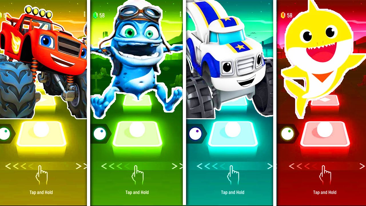Blaze Monster Machine 🆚 Crazy Frog 🆚 Monster Car 🆚 Baby Shark Tiles Hop ...