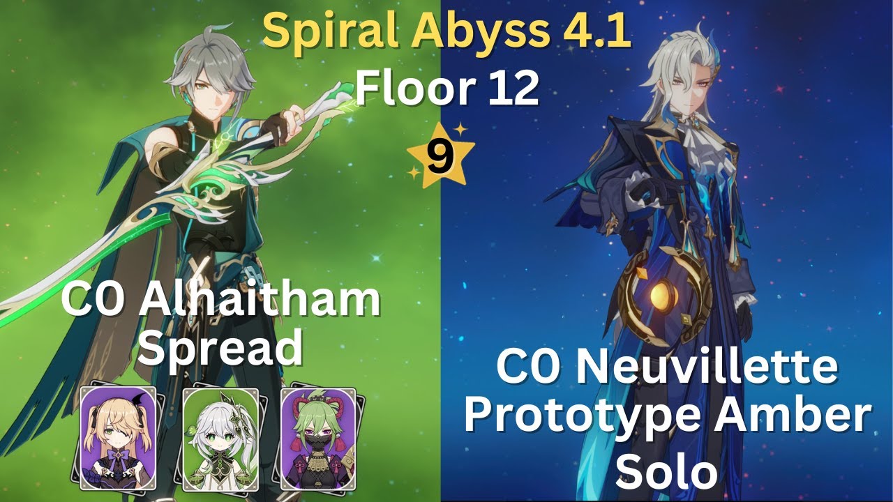 Spiral Abyss 4.1 Floor 12 9 Stars Solo C0 Neuvillette Prototype Amber ...