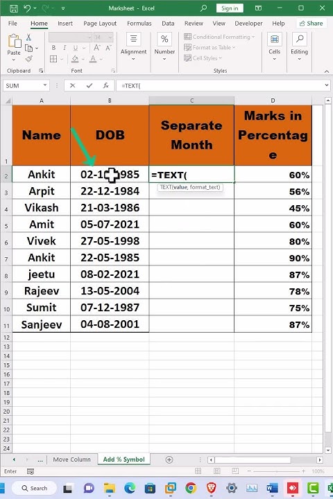 Separate Month From Given Date Of Birth In Large File Youtube