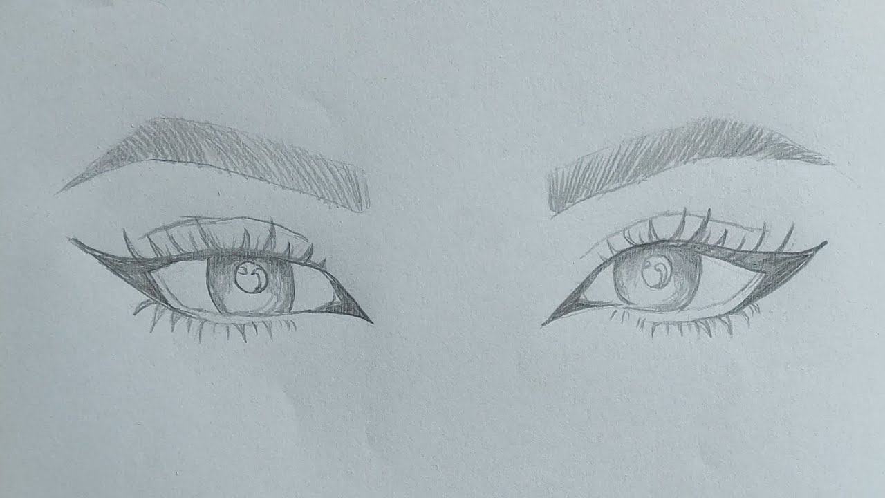 How to draw two eyes easily in less than 10 minites || Easy drawing ...