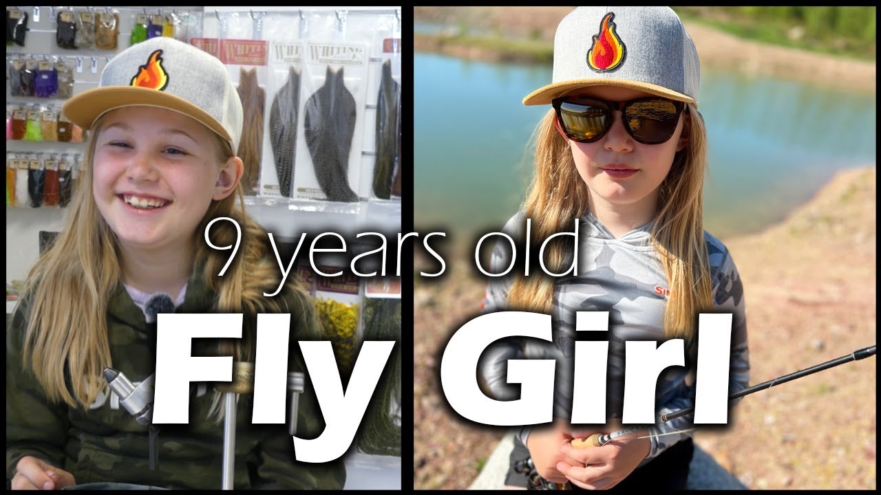 Fly Girl 9 years old - Tying flies and catches fish! - YouTube