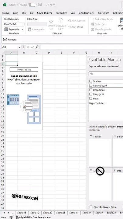 Excelde Pivot Table Nasıl Oluşturulur Excel Exceldersleri Excelformülleri Exceltips Youtube