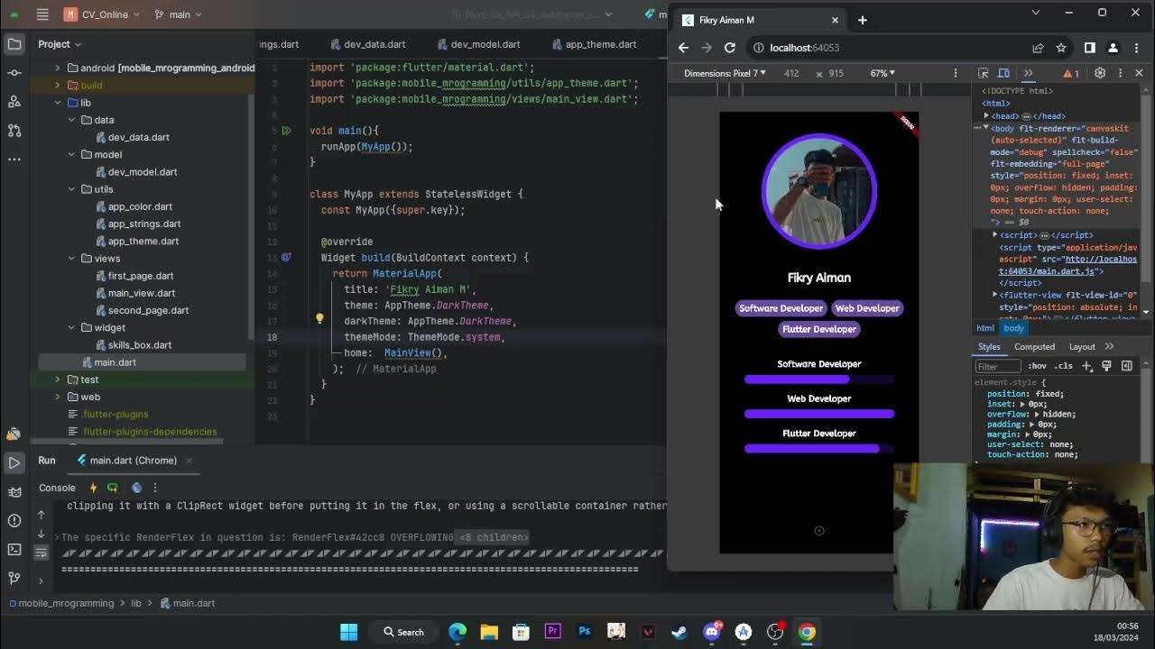 Mobile Resume Menggunakan Flutter pada Android Studio - YouTube