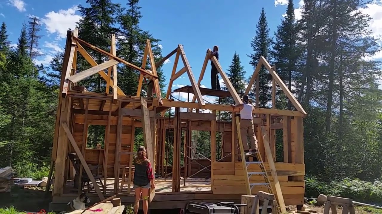 Raising our Timber Frame Rafters | Building an Off Grid Homestead from ...