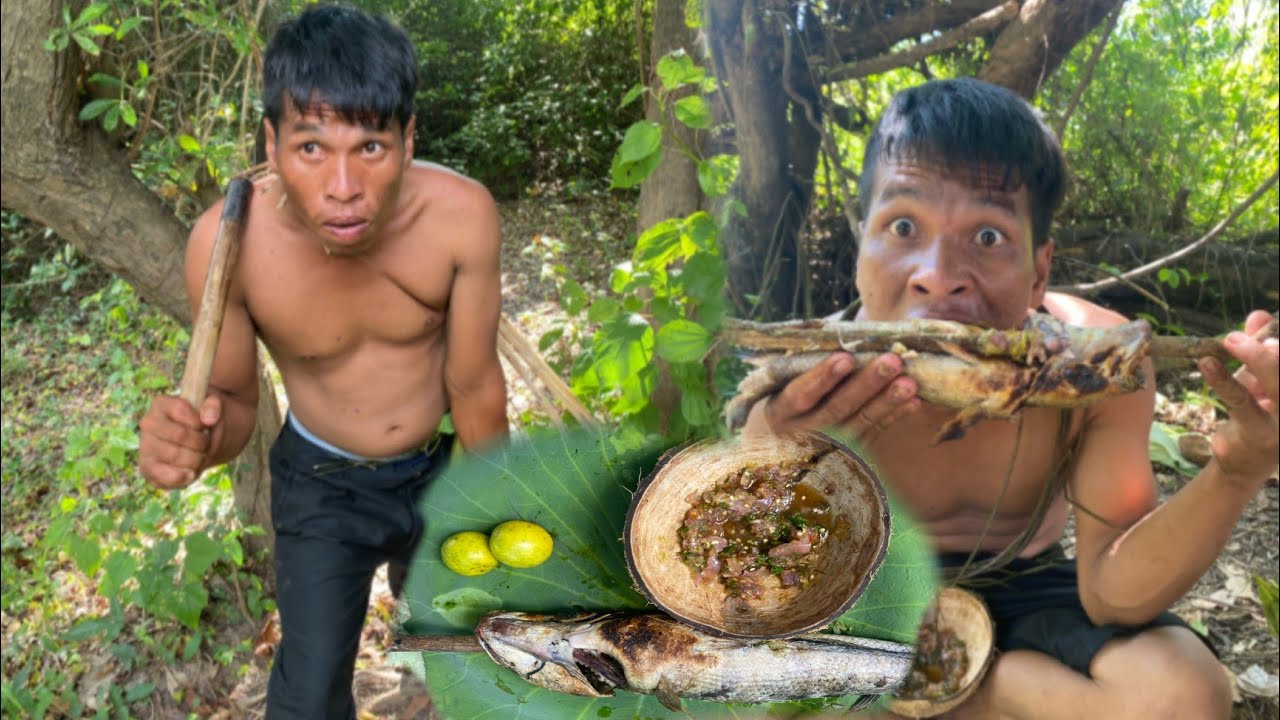 #004-PRIN |Survival life in forest. Trapping two fish in fish sauce is ...