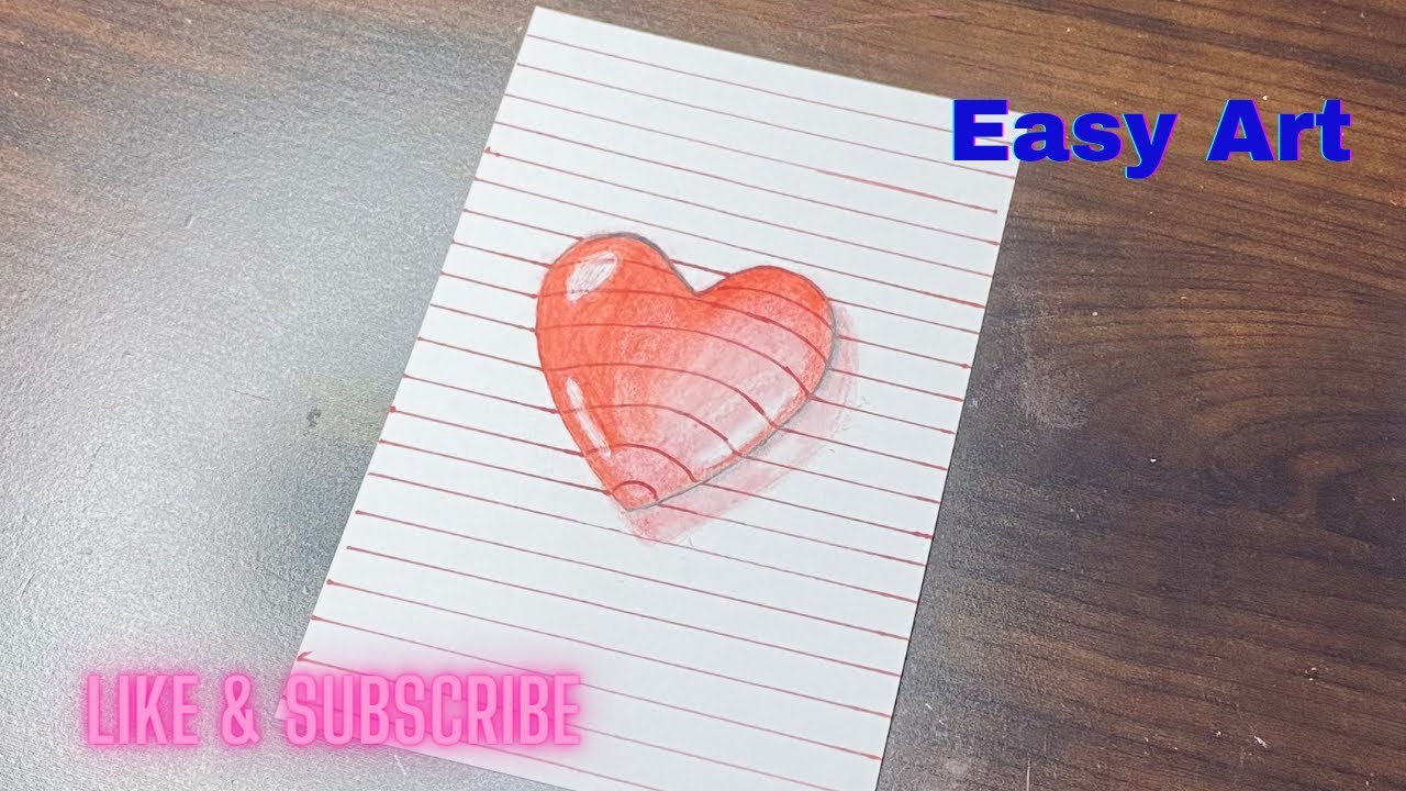 How To Draw 3D Heart Water Drop Illusion | Easy Realistic Heart Water ...