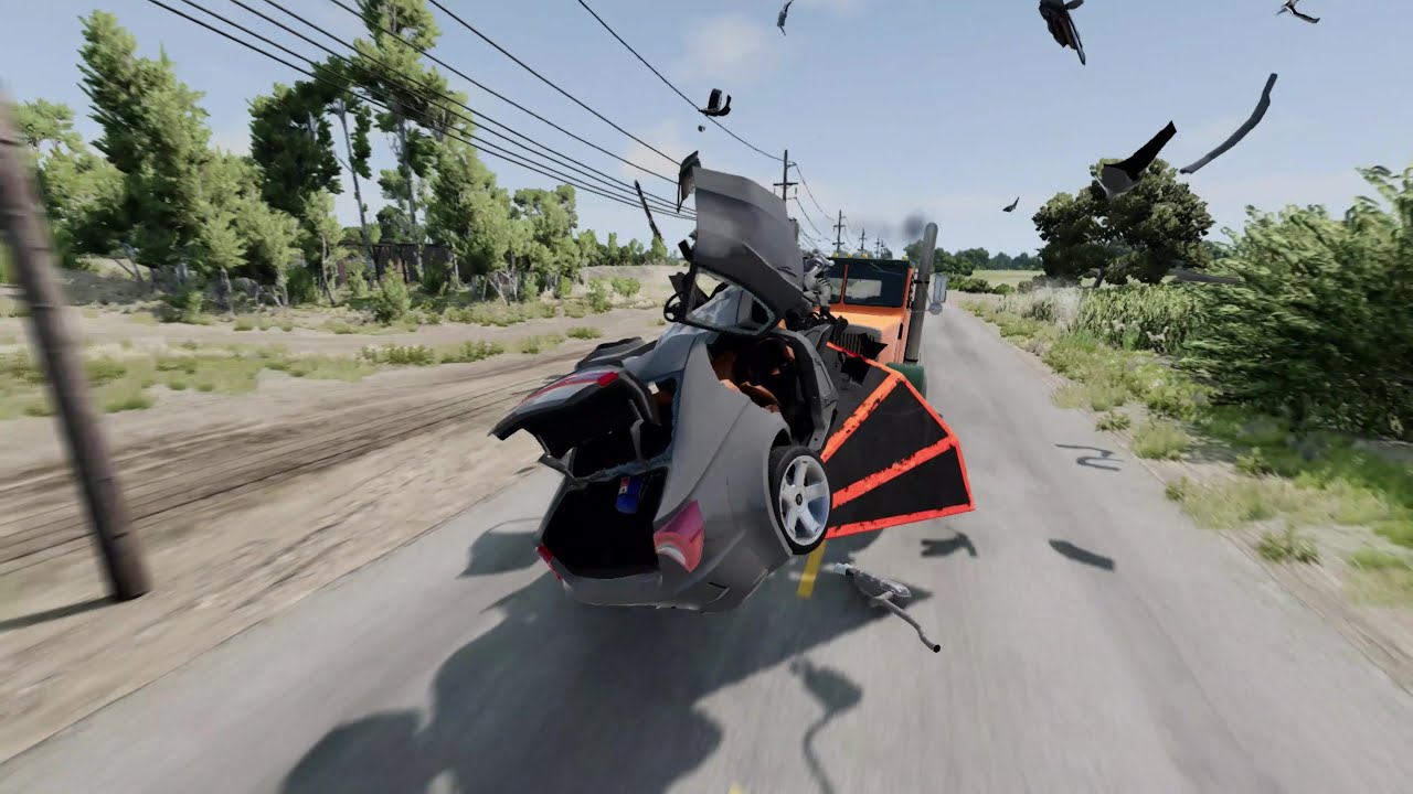 Car VS Big Rig With RamPlow - BeamNG.drive - YouTube