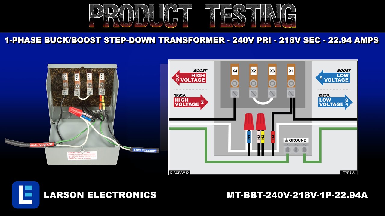 1-Phase Buck/Boost Step-Down Transformer - 240V Primary - 218V ...