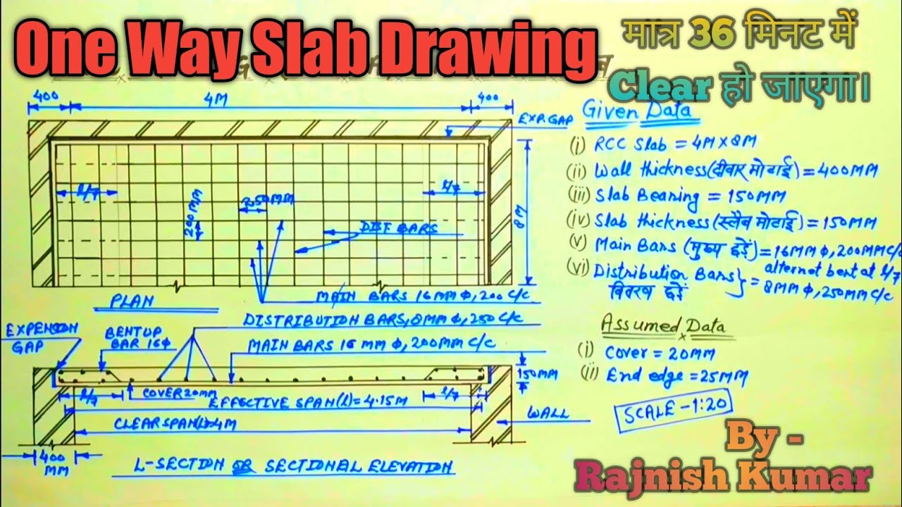 One way slab (RCC Drawing)@rajnishkumarofficialcivile9643 - YouTube