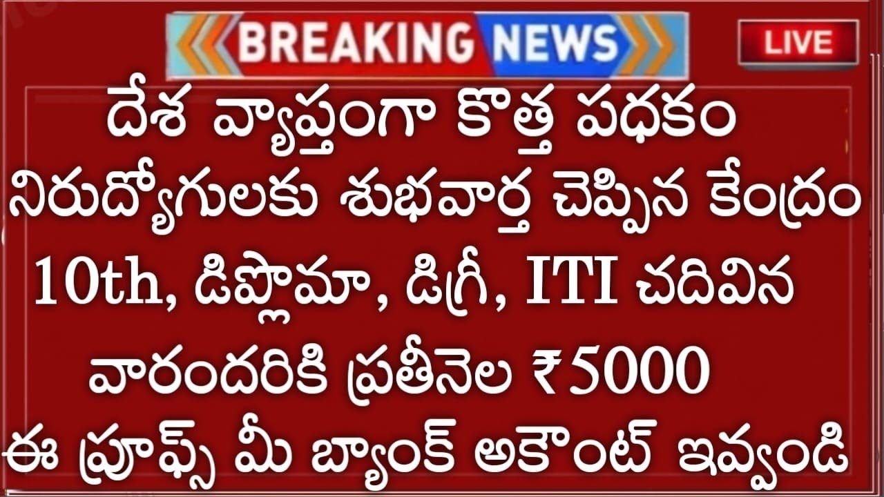 ap లో 10వ తరగతి, డిప్లొమా, ఏదైనా డిగ్రీ, ITI చదివిన వారికి ₹5000 మీ ...