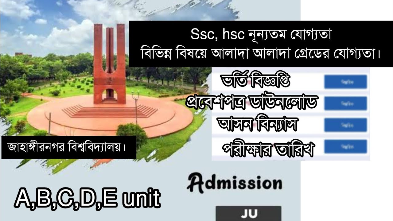 Ju admission circular 2024. Jahangirnagar University. জাহাঙ্গীরনগর ...