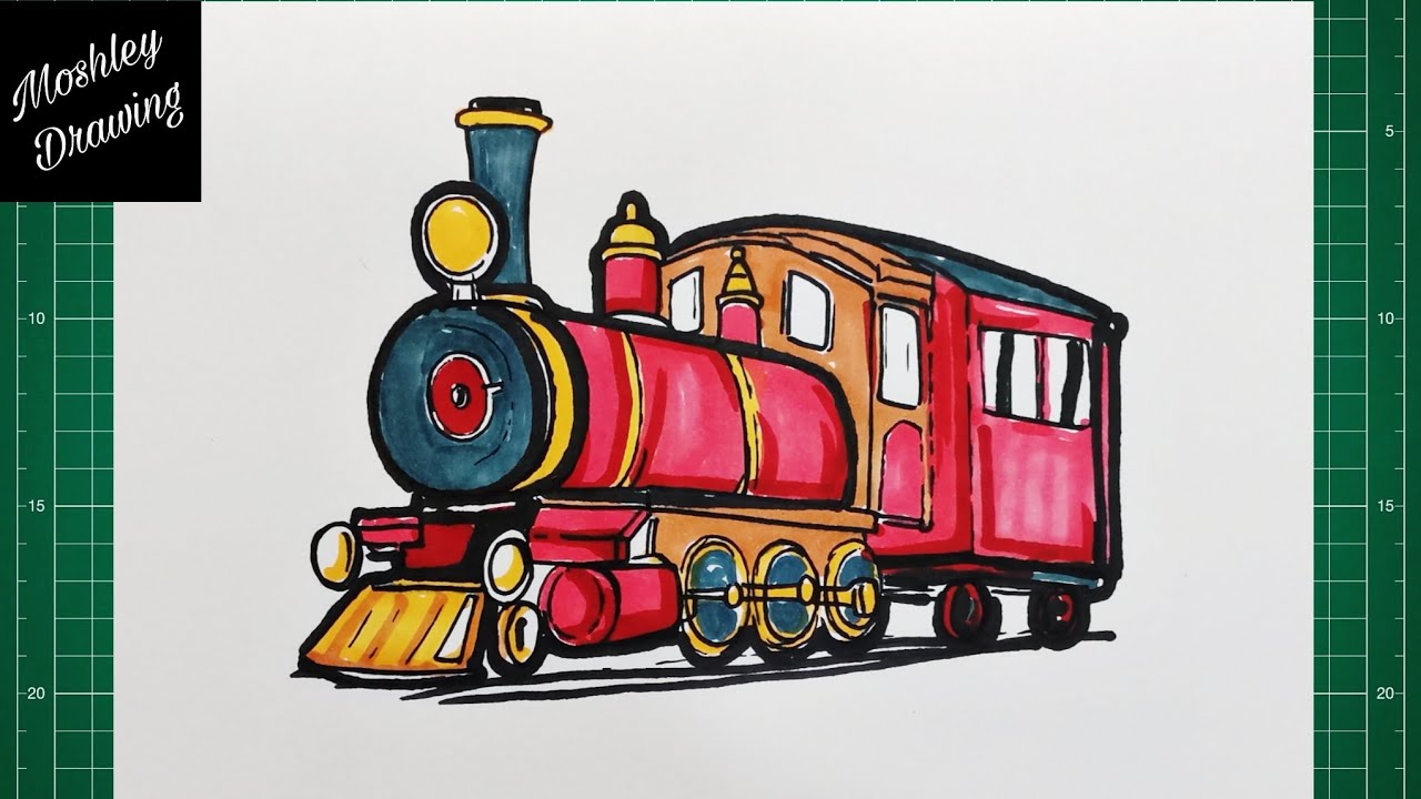 How to Draw a Locomotive Train - YouTube