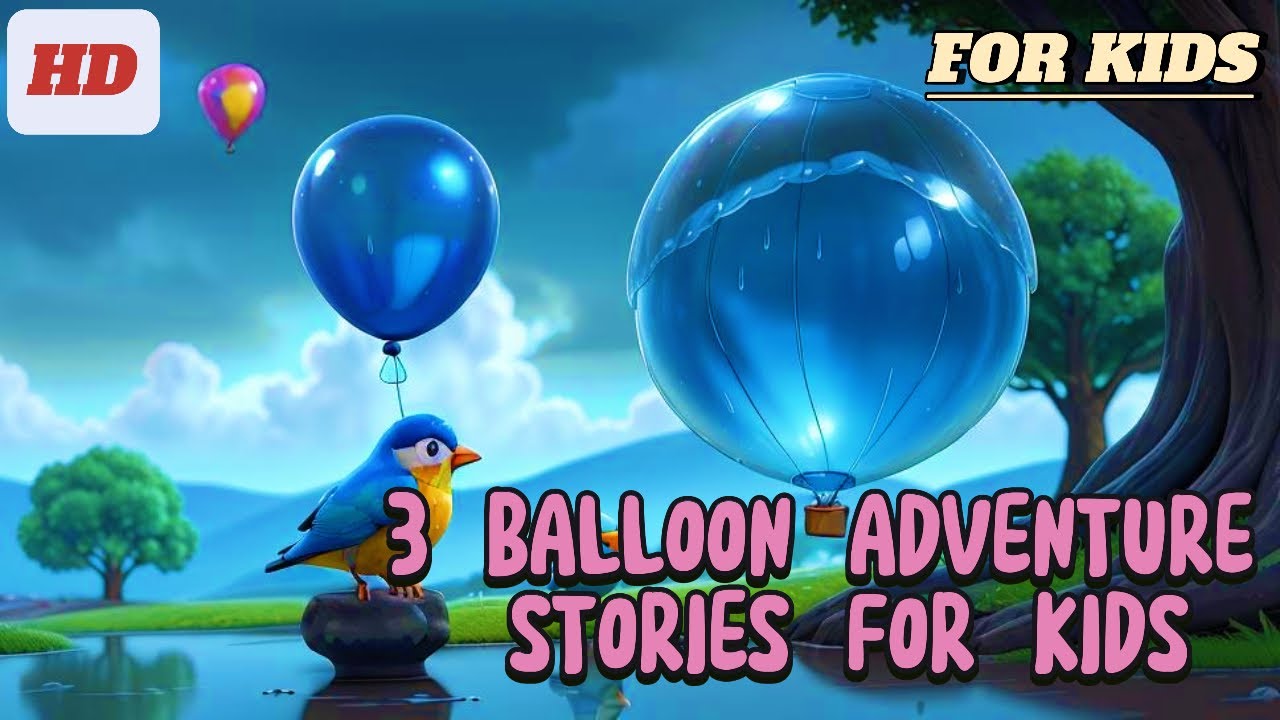 3 Balloon Adventure Stories | Red Blue And Pink Balloon | Bedtime ...