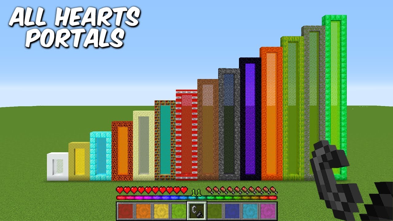 new nether portals with all different hearts in Minecraft - YouTube