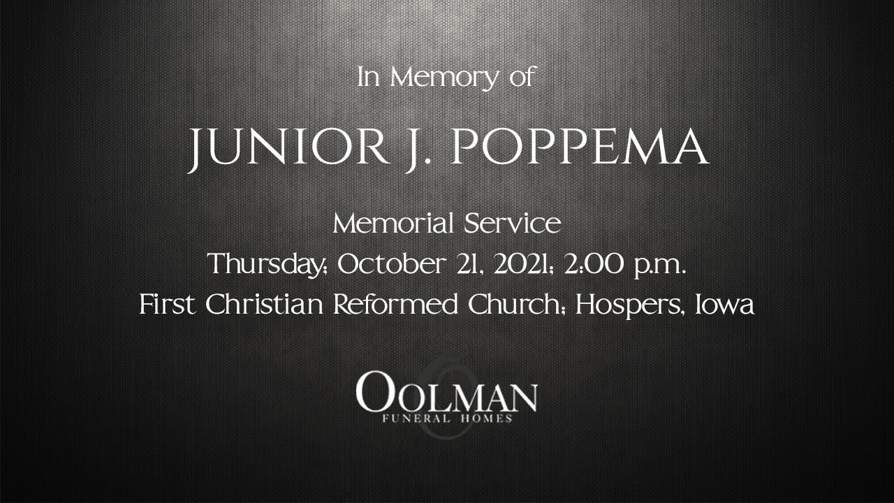 Junior Poppema Memorial Service - YouTube
