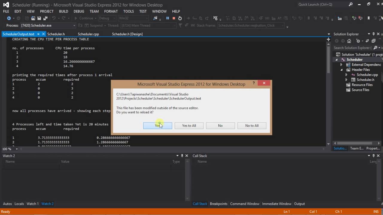 Operating Systems process scheduler and processing time calculator ...