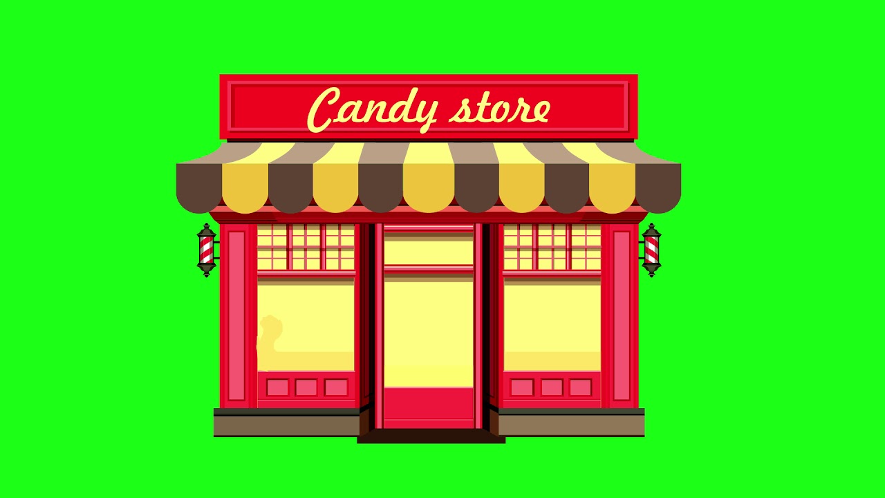 Green Screen. Candy Store. Beautiful animation of the appearance of the ...