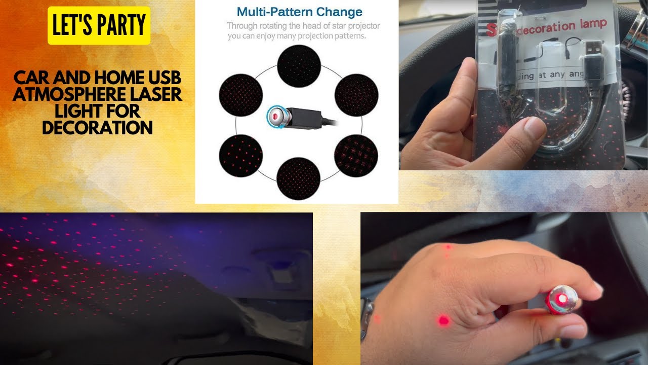 Car Roof Star USB Atmosphere Laser Light| CAR modification| Laser Light ...