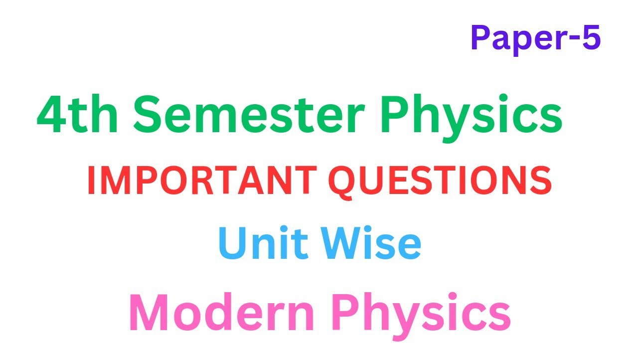 B.S.C 4th Sem Physics Paper-4*Electricity Magnetism & Electronics*Important Questions Unit Wise ...