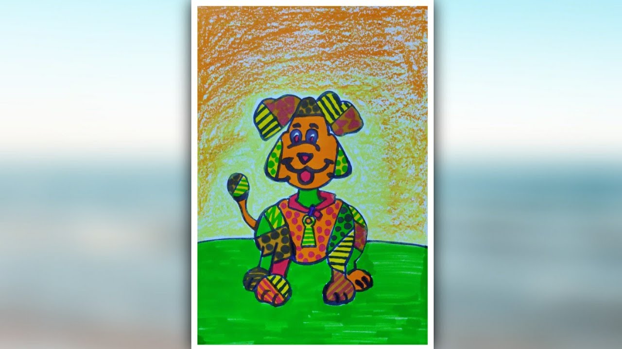 Romero Britto Style Dog | Step by Step For Kids - YouTube